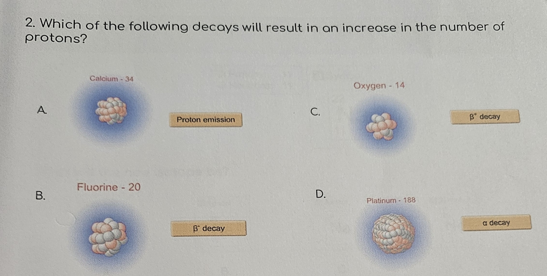 Solved Which of the following decays will result in an | Chegg.com