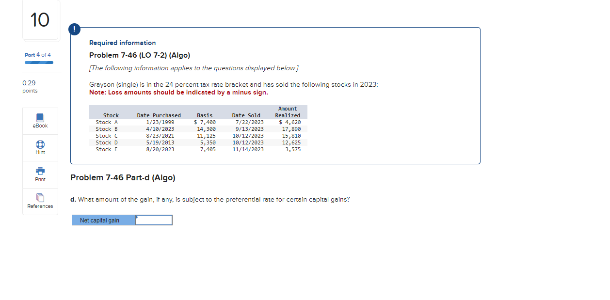 Solved Required informationProblem 7-46 (LO 7-2) (Algo)[The | Chegg.com