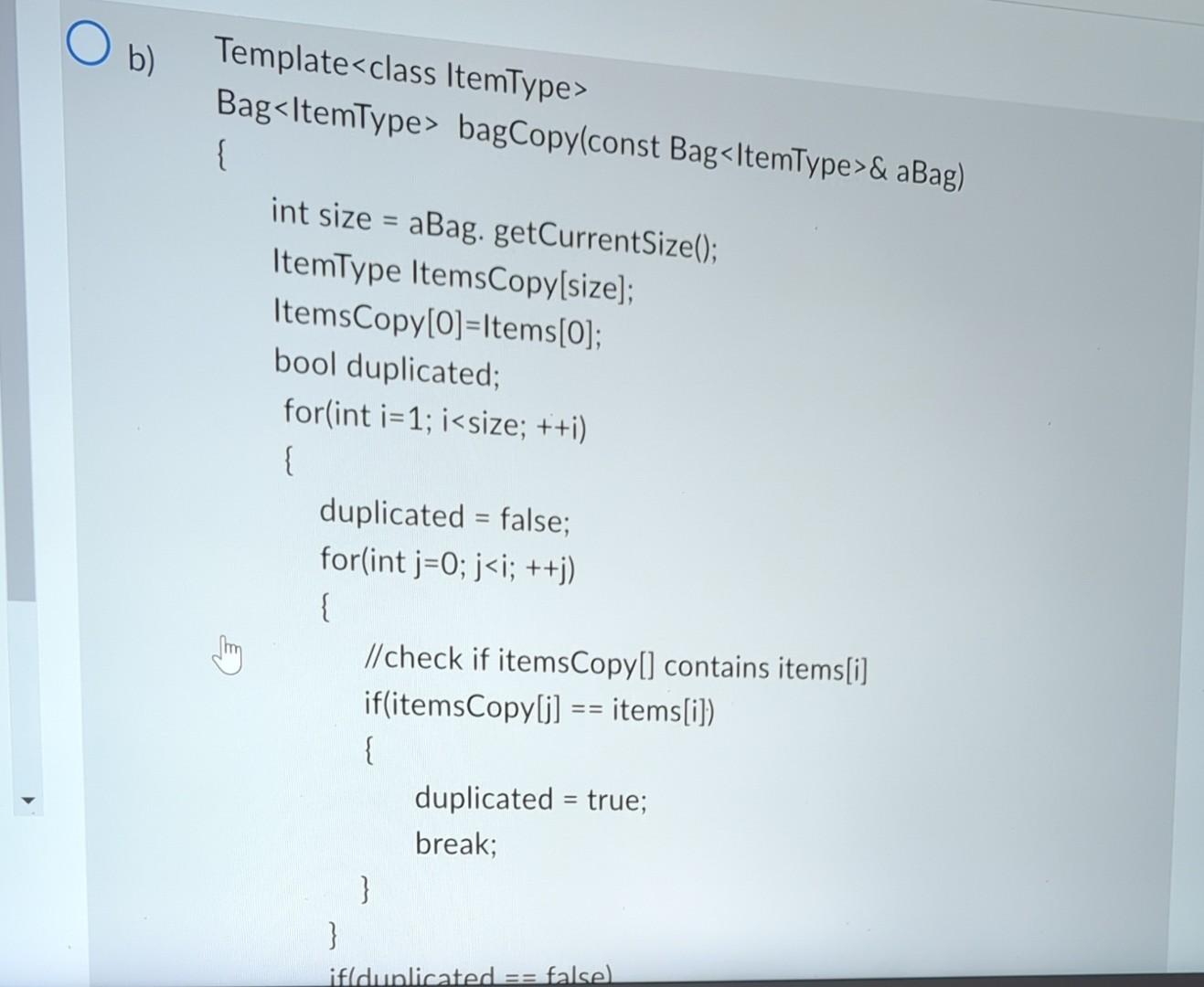 Here is the definition for the array based Bag class: | Chegg.com