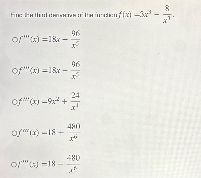 Solved Find the third derivative of the function | Chegg.com
