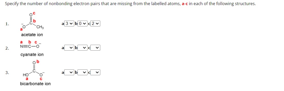 Solved Specify the number of nonbonding electron pairs that | Chegg.com