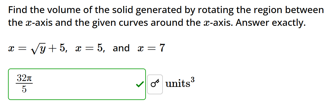 Solved Find the volume of the solid generated by rotating | Chegg.com