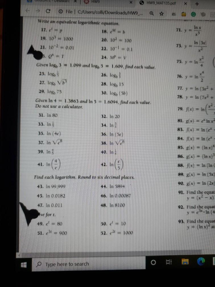 Solved HW9 3 HW9_MAT135.pdf с © File | Chegg.com