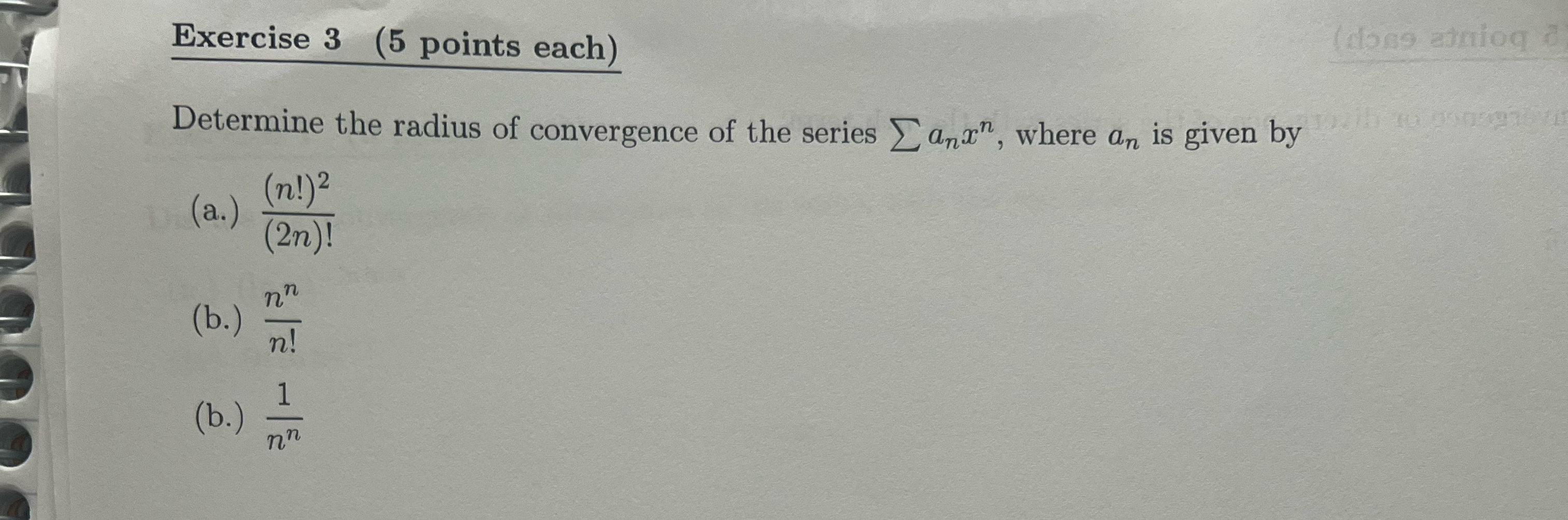 Solved Exercise 3 (5 ﻿points each)Determine the radius of | Chegg.com