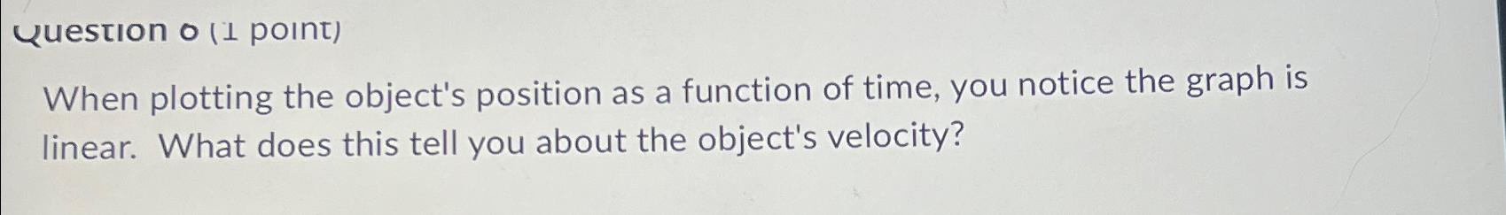 Solved Question o (1 ﻿point)When plotting the object's | Chegg.com