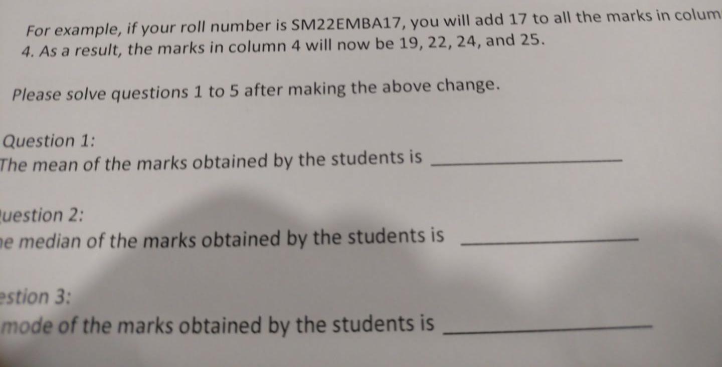 Questions 1 to 5 The table below gives the grades in | Chegg.com