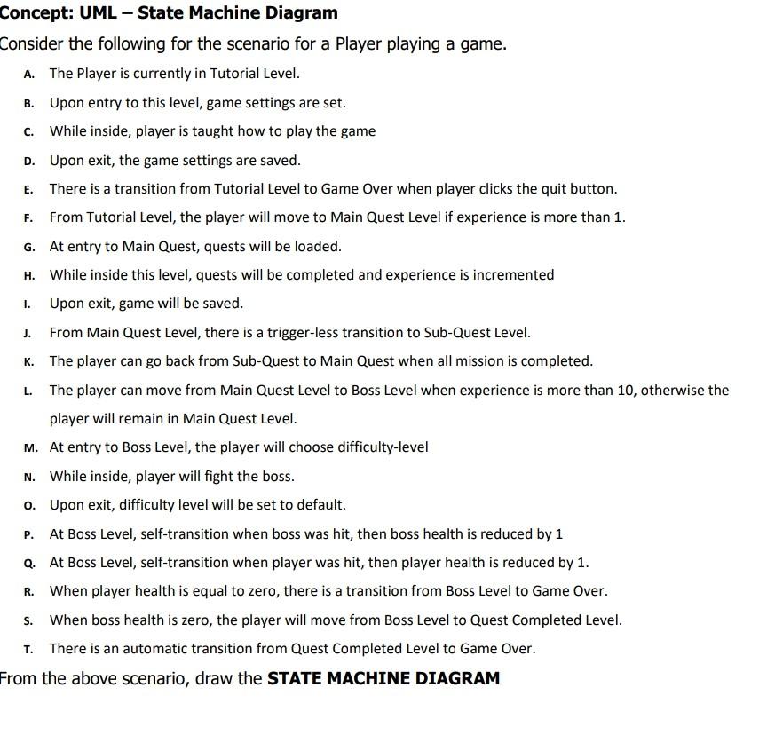 Concept: UML - State Machine Diagram Consider the | Chegg.com