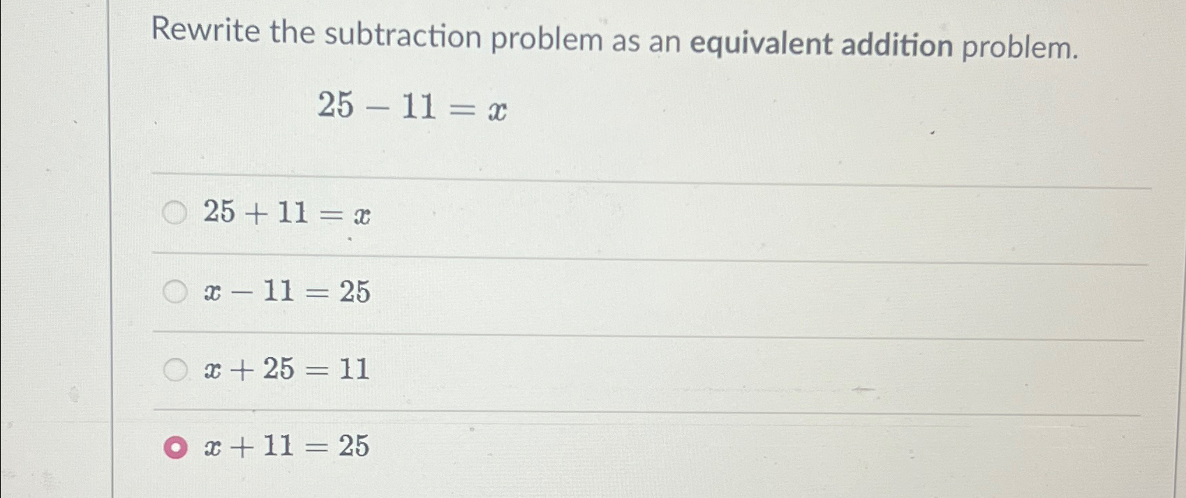 Solved Rewrite the subtraction problem as an equivalent | Chegg.com