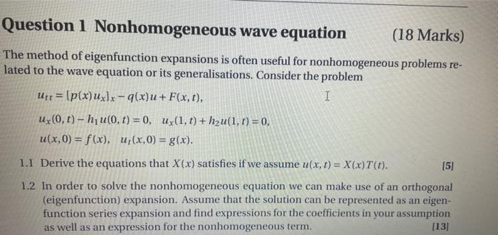 Solved Question 1 Nonhomogeneous wave equation (18 Marks) | Chegg.com