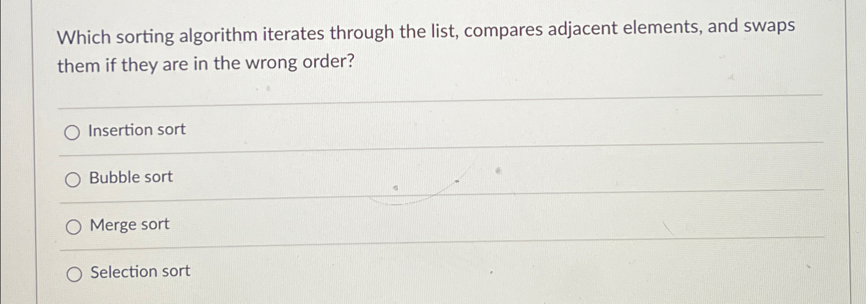 Solved Which Sorting Algorithm Iterates Through The List