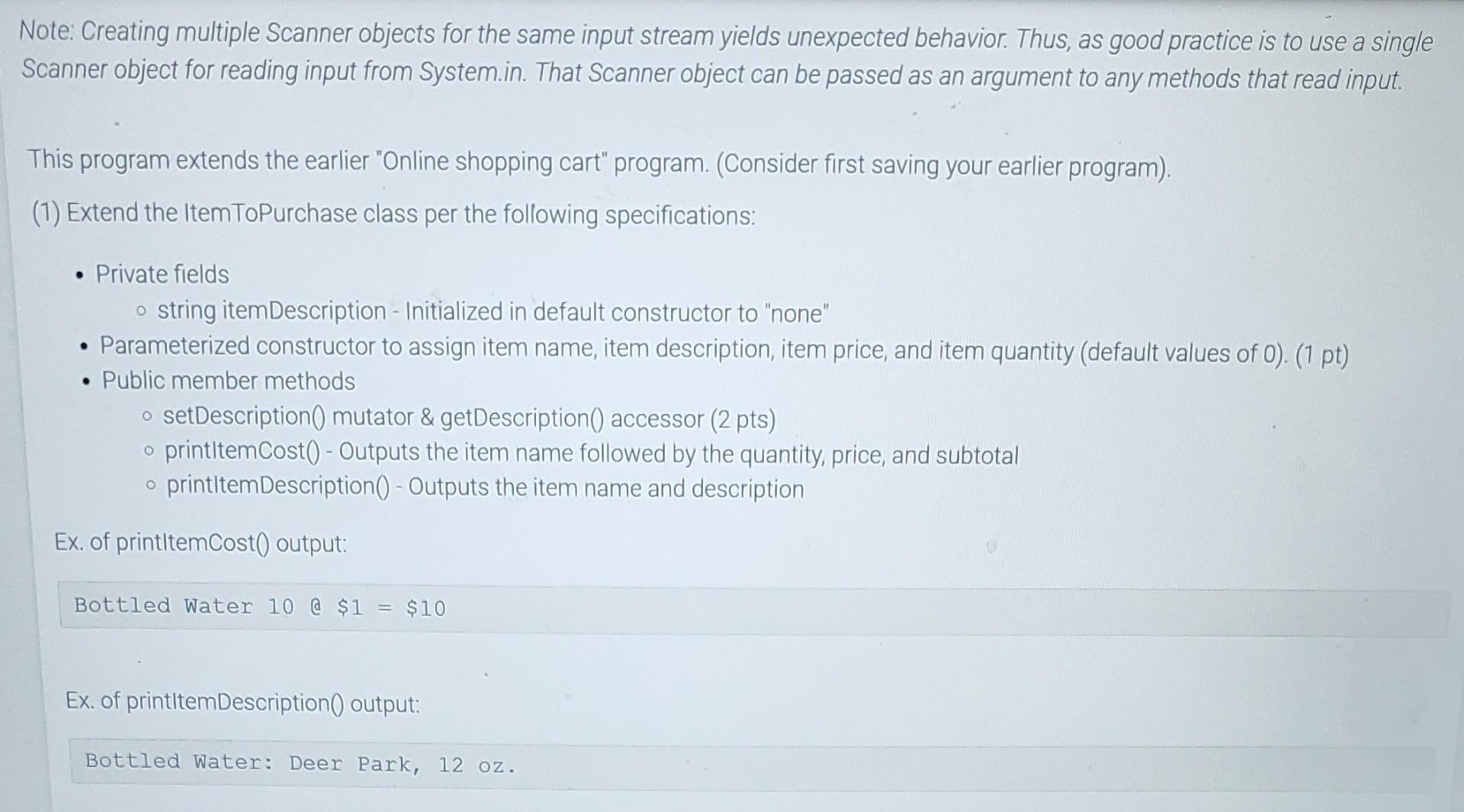 Solved Note: Creating multiple Scanner objects for the same | Chegg.com