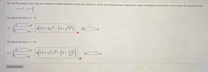 Solved Set up the integral that uses the method of | Chegg.com