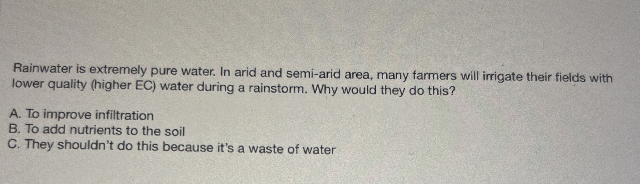 Solved Rainwater is extremely pure water. In arid and | Chegg.com