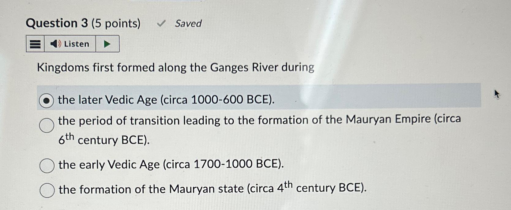Solved Question 3 (5 ﻿points) ﻿SavedKingdoms first formed | Chegg.com