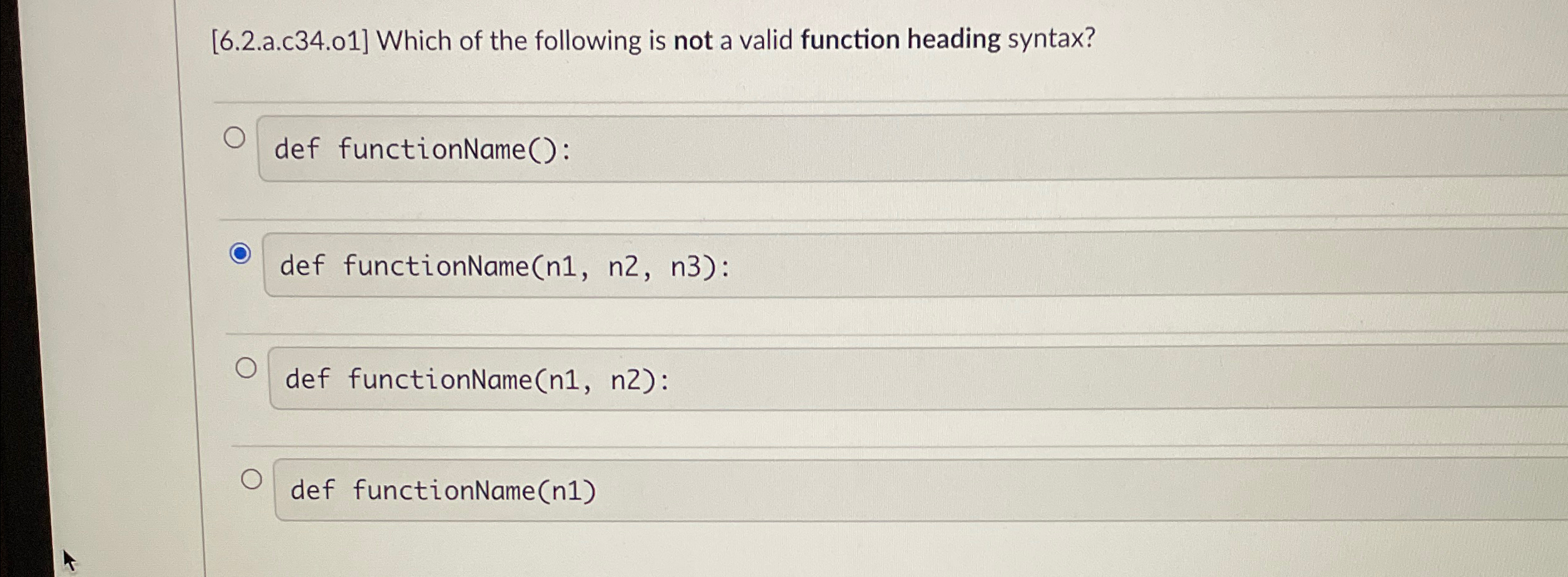 Solved [6.2.a.c34.o1] ﻿Which of the following is not a valid | Chegg.com