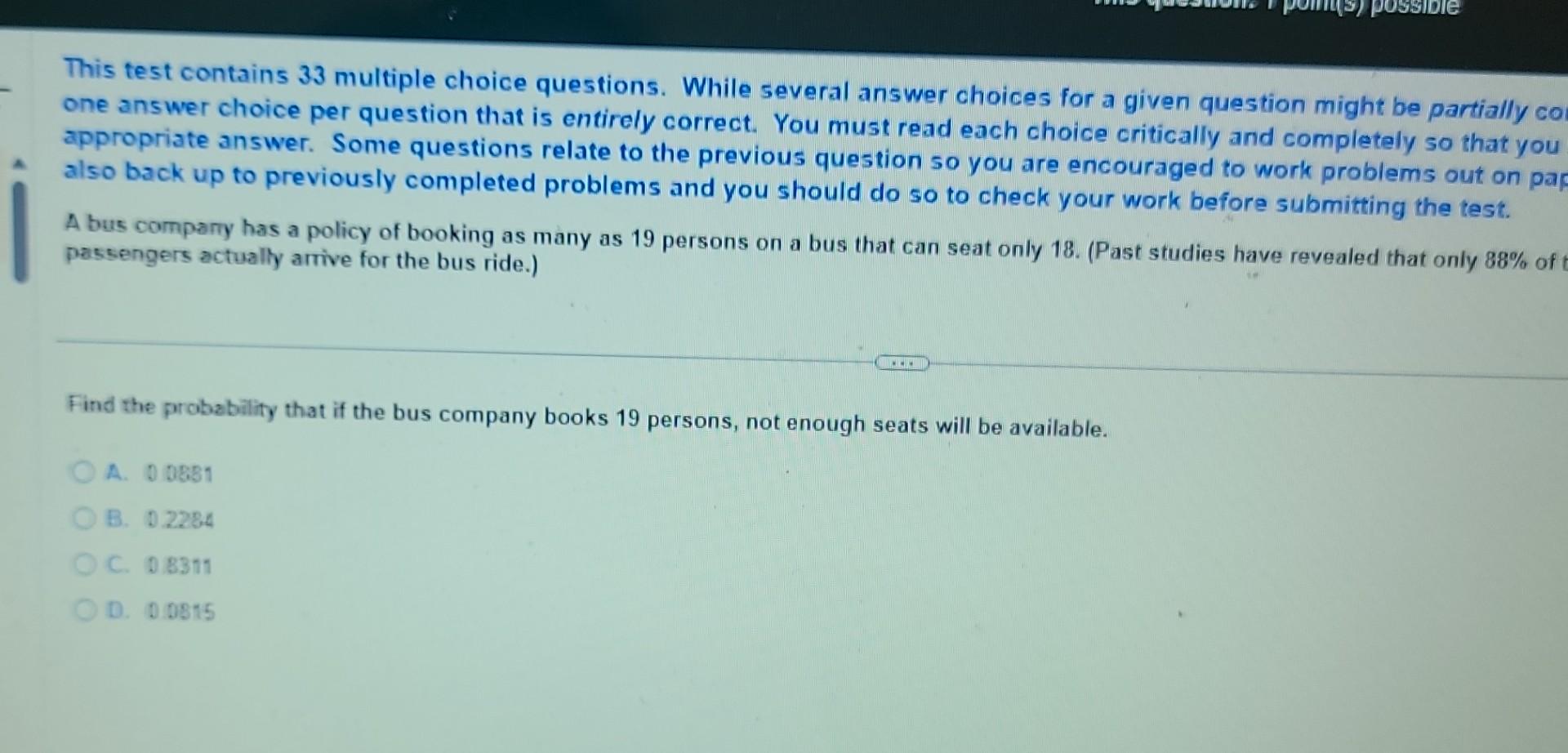Solved This test contains 33 multiple choice questions. | Chegg.com