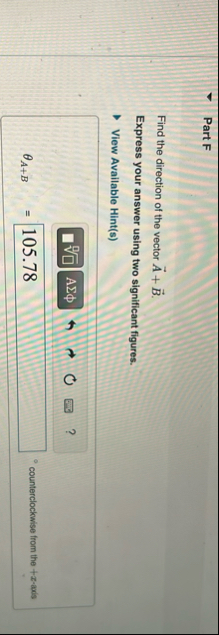 Part FFind the direction of the vector vec(A) | Chegg.com