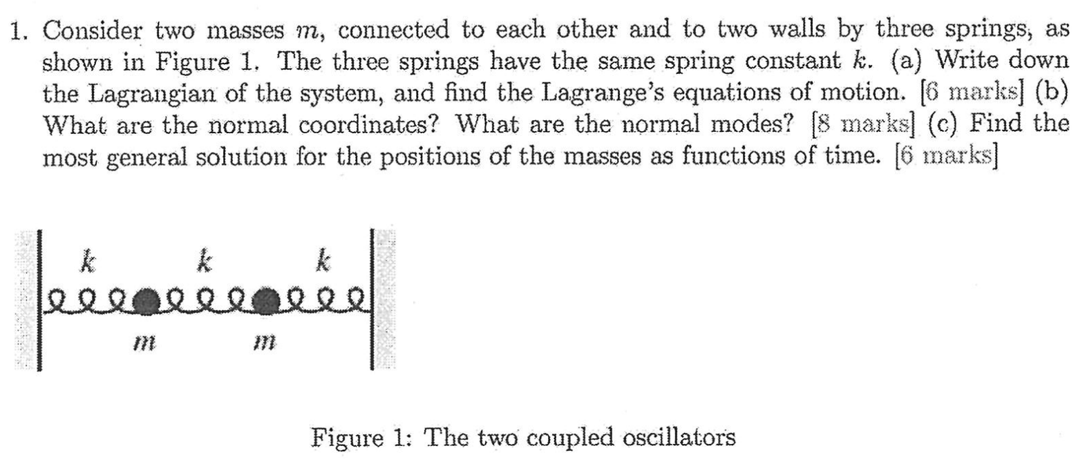 Solved Consider two masses m, ﻿connected to each other and | Chegg.com