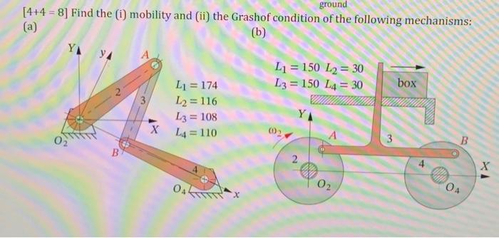Solved [4+4=8] Find the (i) mobility and (ii) the Grashof | Chegg.com