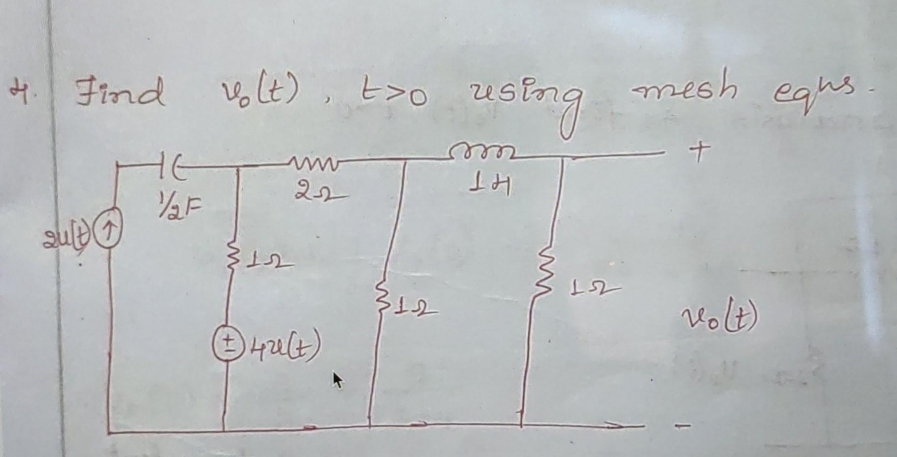Solved Find v0(t),t>0 using mesh equs. | Chegg.com