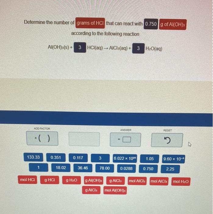Solved Determine the number of grams of HCl that can react | Chegg.com