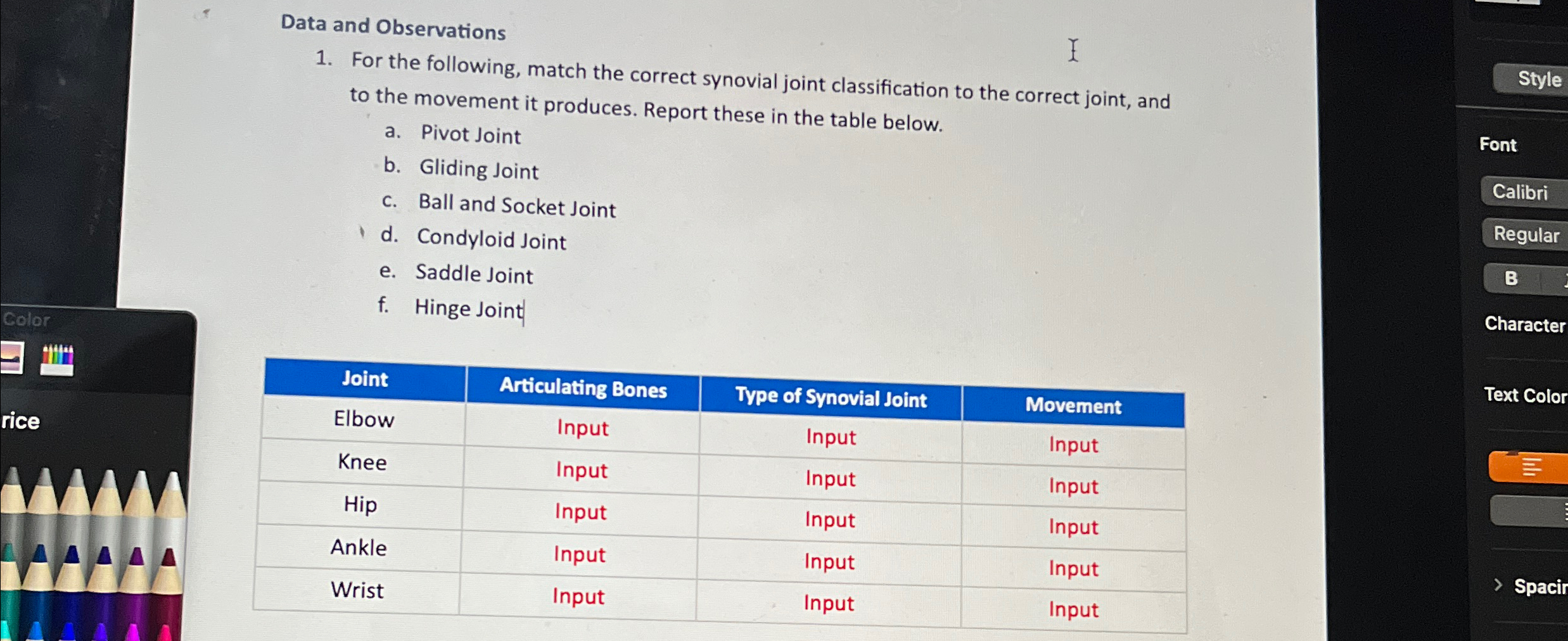 Solved Data and ObservationsFor the following, match the | Chegg.com