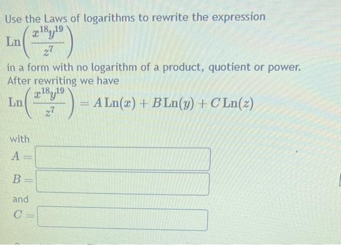 Solved Use the Laws of logarithms to rewrite the expression | Chegg.com