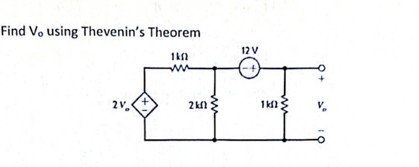 Find Vo ﻿using Thevenin's Theorem | Chegg.com
