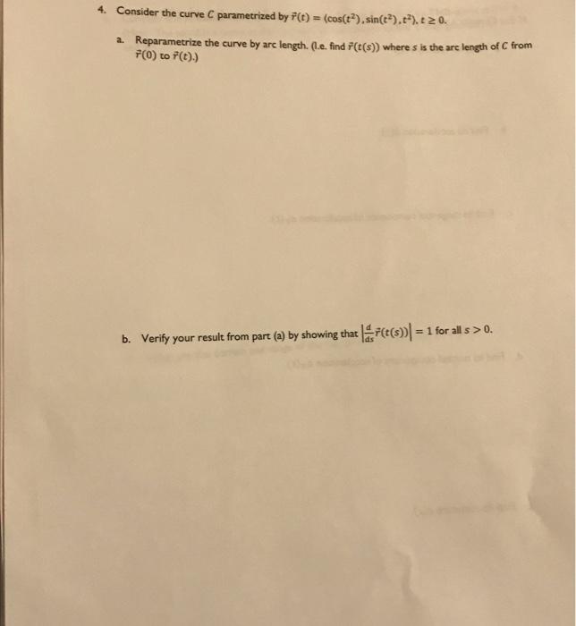 Solved 4. Consider the curve C parametrized by | Chegg.com
