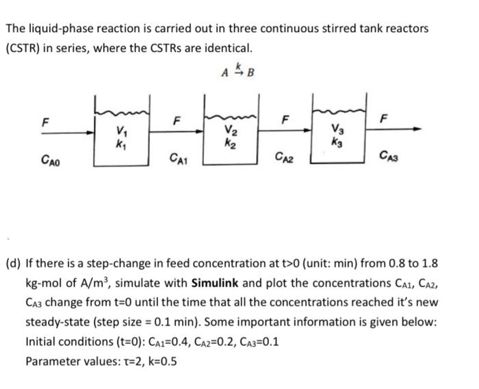 Solved The liquid-phase reaction is carried out in three | Chegg.com