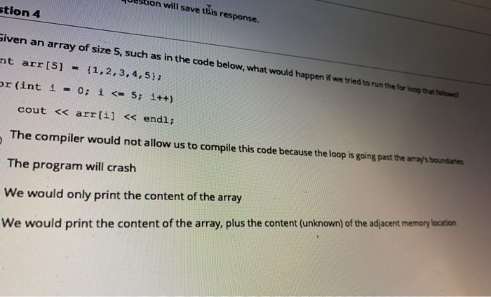 Solved given an array of size 5, such as in the code below, | Chegg.com