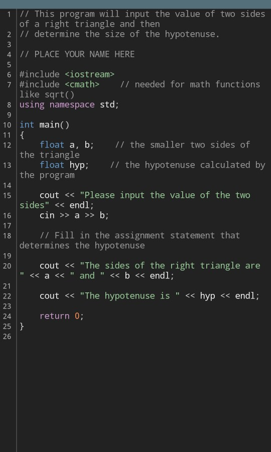 Solved 1 This Program Will Input The Value Of Two Sides