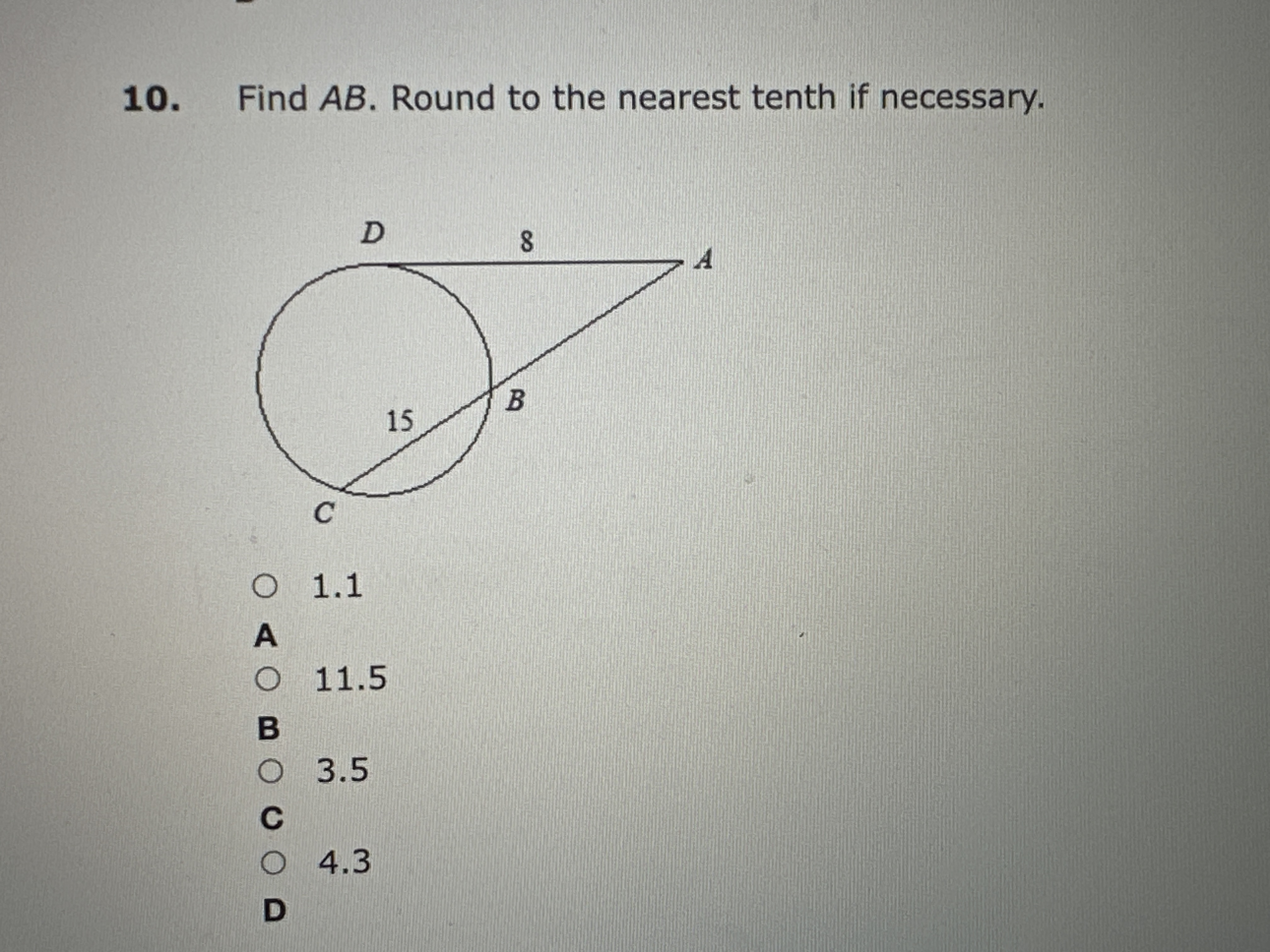 Solved Find AB. ﻿Round to the nearest tenth if | Chegg.com