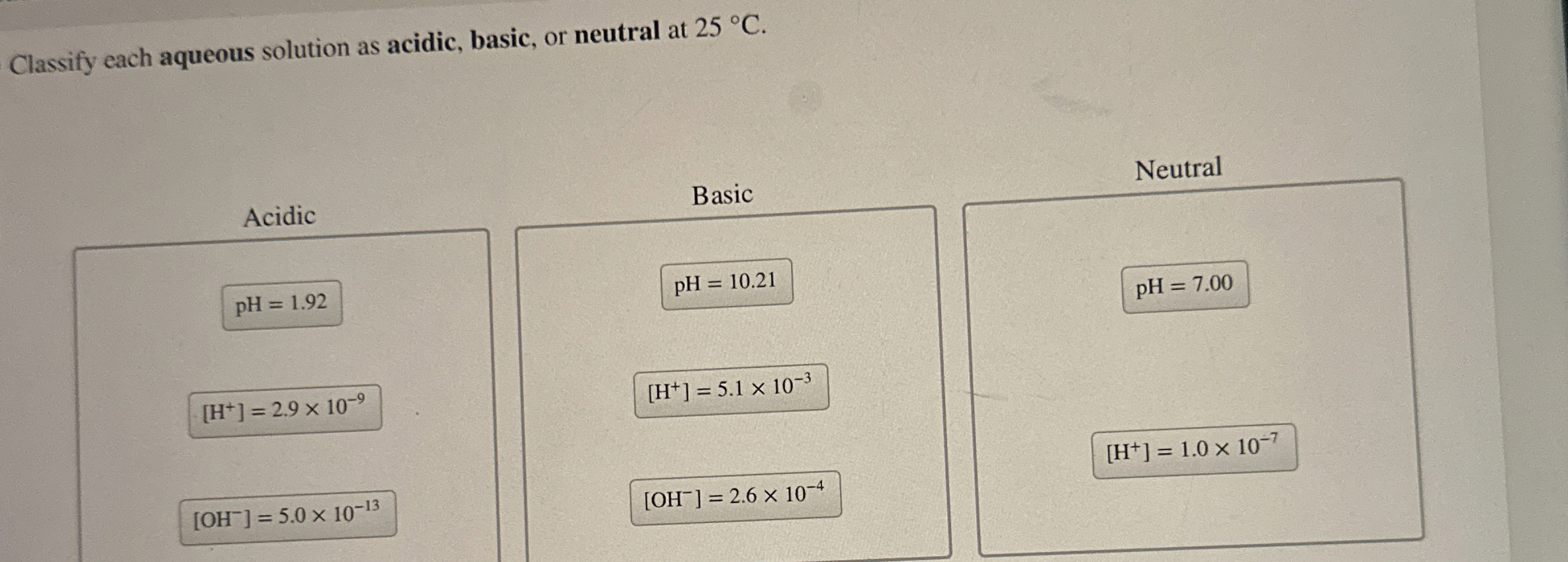 Solved Classify each aqueous solution as acidic, basic, or | Chegg.com