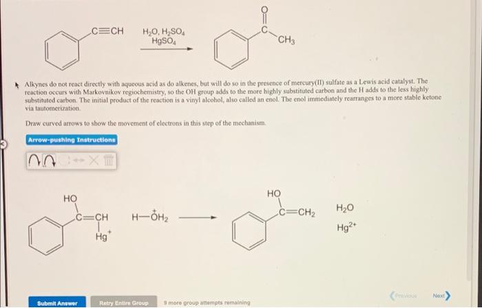 Solved CECH HO, H2SO4 HgSo. o CH3 Alkynes do not react | Chegg.com