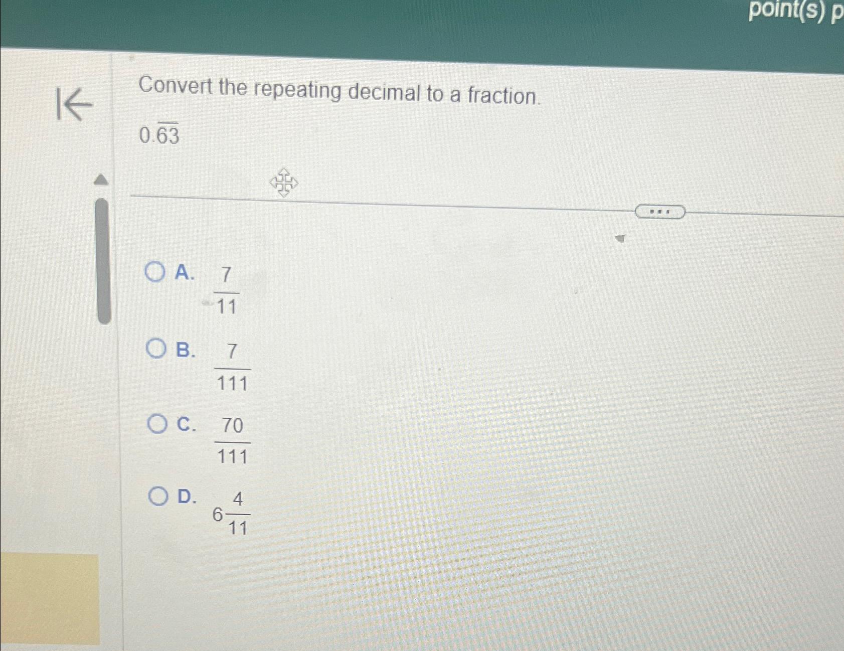 Solved Convert the repeating decimal to a | Chegg.com