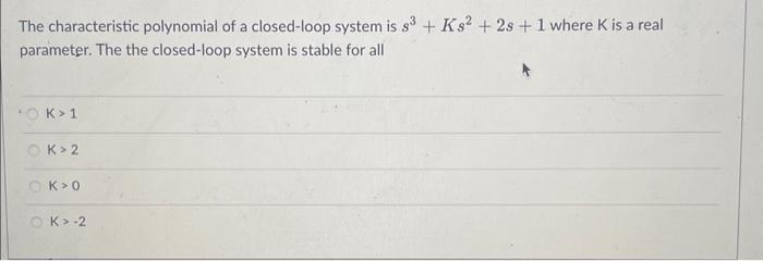 Solved The characteristic polynomial of a closed-loop system | Chegg.com