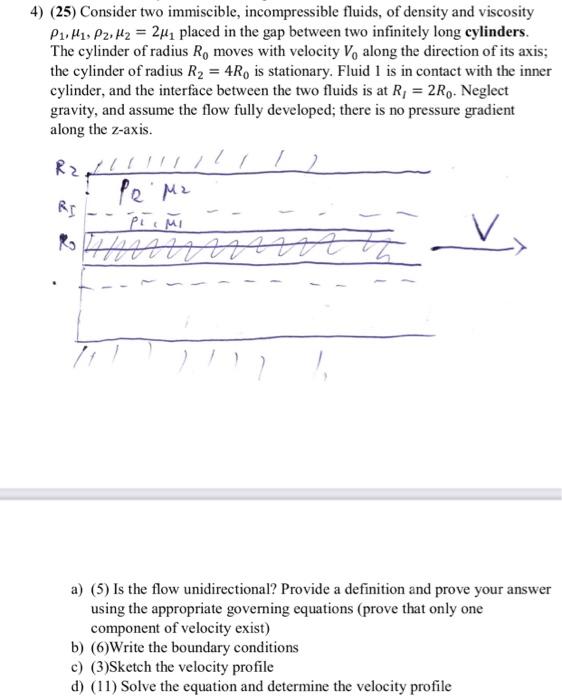 Solved 4) (25) Consider two immiscible, incompressible | Chegg.com