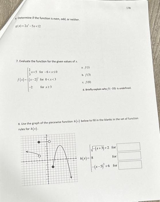 Solved 4. Determine if the function is even, odd, or | Chegg.com