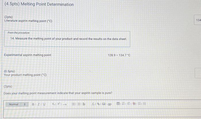 Solved (4.5pts) Melting Point Determination (2pts) | Chegg.com