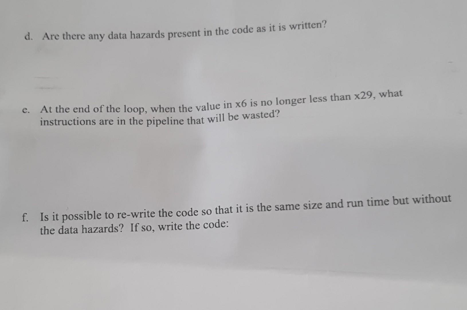 Solved addi x6,x0,0 addi x29,x0,100 lw x7,0(x10) add | Chegg.com