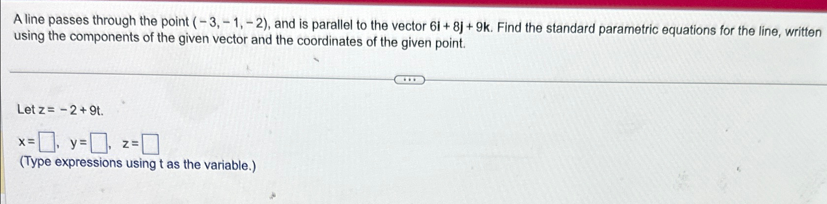 Solved A line passes through the point (-3,-1,-2), ﻿and is | Chegg.com