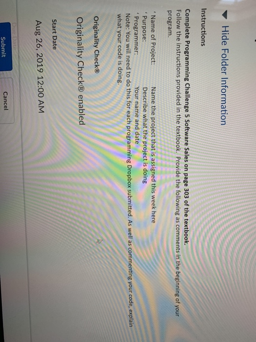 Solved Hide Folder Information Instructions Complete | Chegg.com