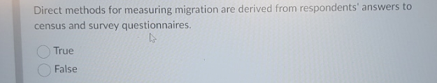 Solved Direct methods for measuring migration are derived | Chegg.com