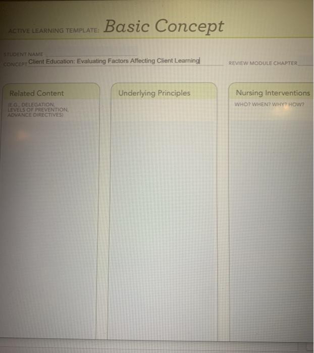 Solved Basic Concept ACTIVE LEARNING TEMPLATE: TUDENT NAME | Chegg.com