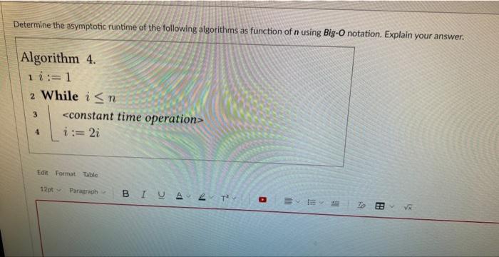 Solved Determine the asymptotic runtime of the following | Chegg.com