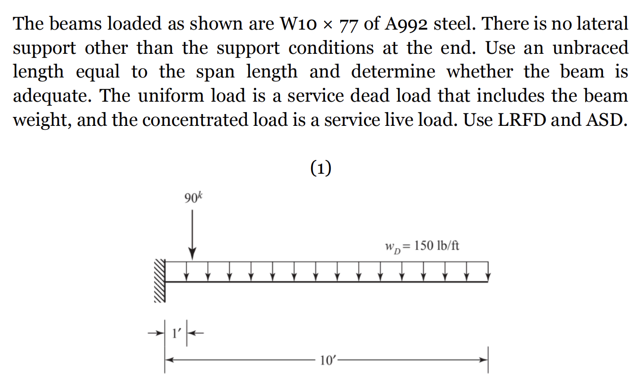 Solved The beams loaded as shown are W10 \( \times 77 \) ﻿of | Chegg.com