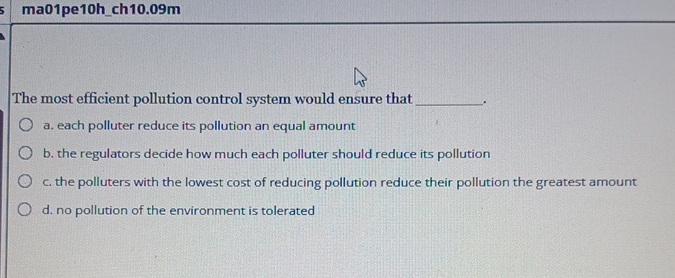 Solved ma01pe10h_ch10.09mThe most efficient pollution | Chegg.com