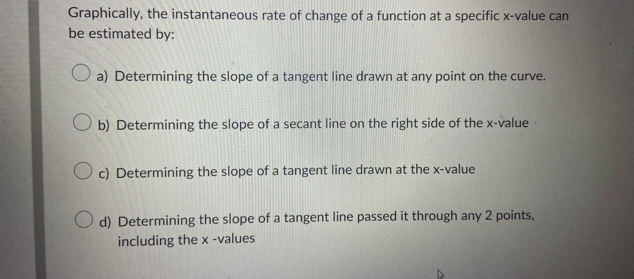 Solved Graphically, the instantaneous rate of change of a | Chegg.com