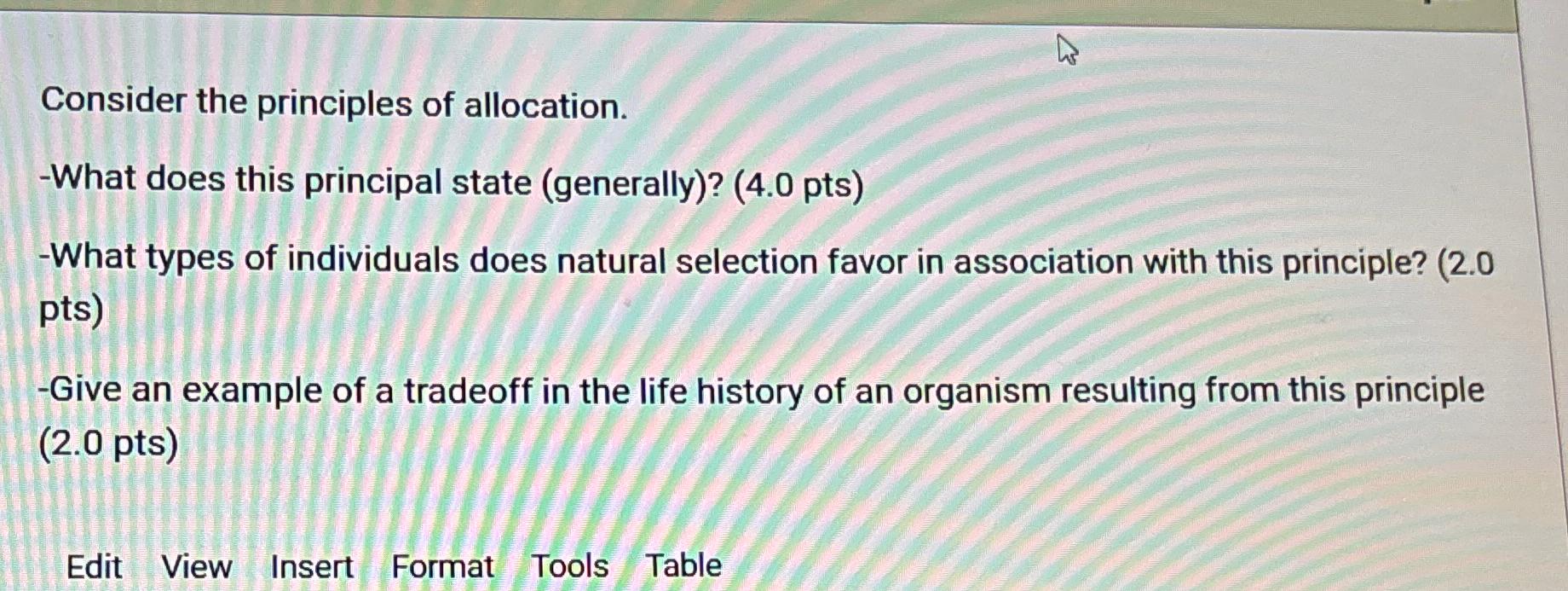 Solved Consider the principles of allocation.-What does this | Chegg.com